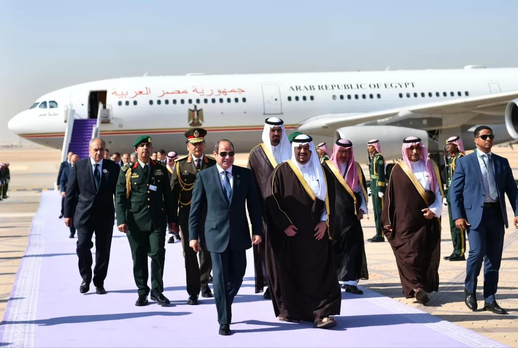 President Sisi arrives in Saudi Arabia to partake in extraordinary Arab ...